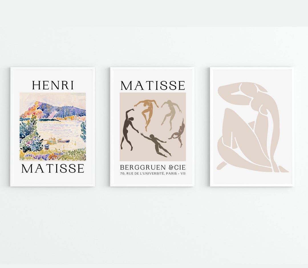 Matisse Kunstdrucke, Set von 3 Drucken, Neutrale Beige Wandkunst, Matisse Wandkunst, Neutrale ...