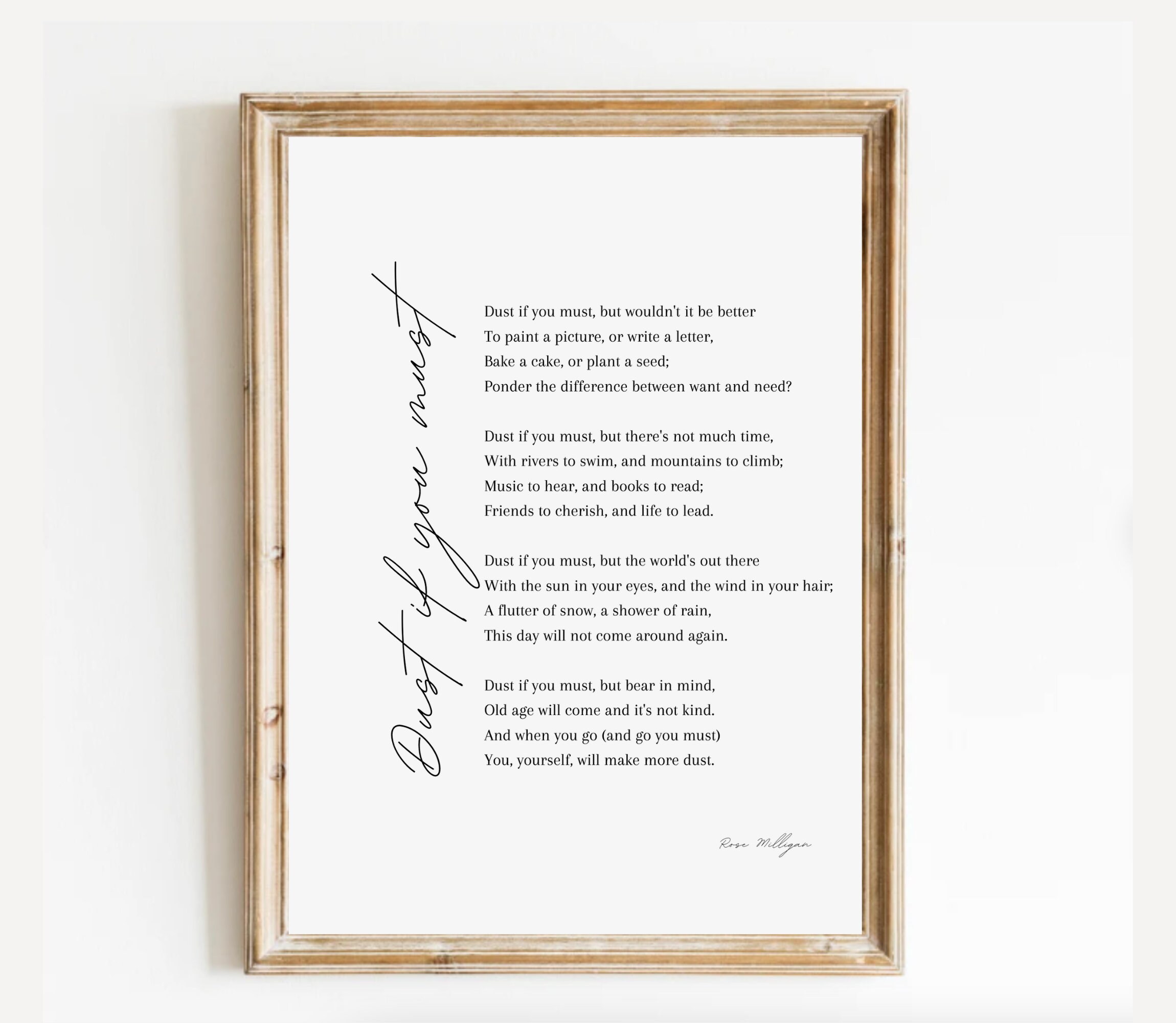 Dust If You Must Rose Milligan Poem Nature Living Life - Etsy