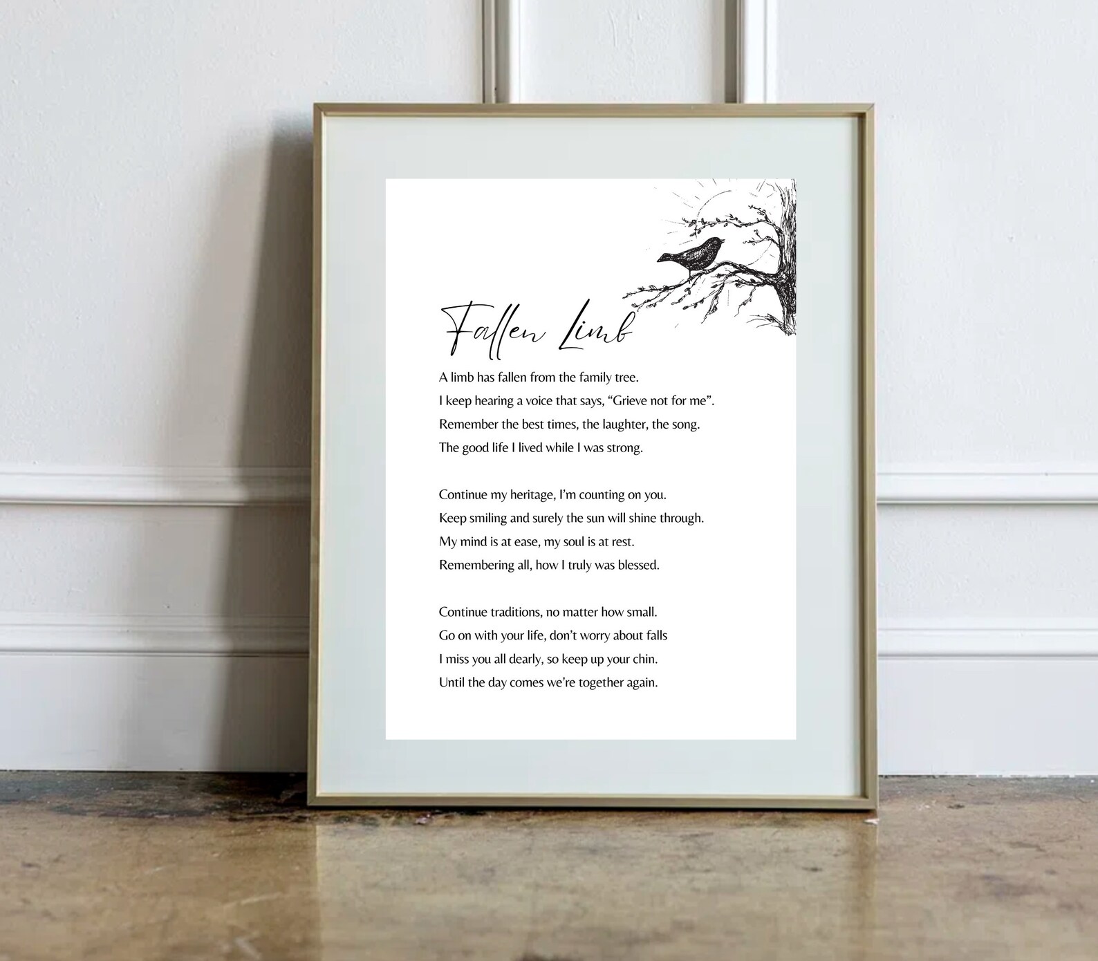 Fallen Limb Memorial Poem. Celebration of Life, Funeral Remembrance ...
