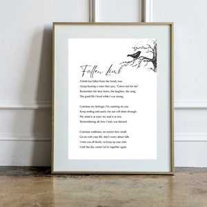 Fallen Limb Memorial Poem. Celebration of Life, Funeral Remembrance ...