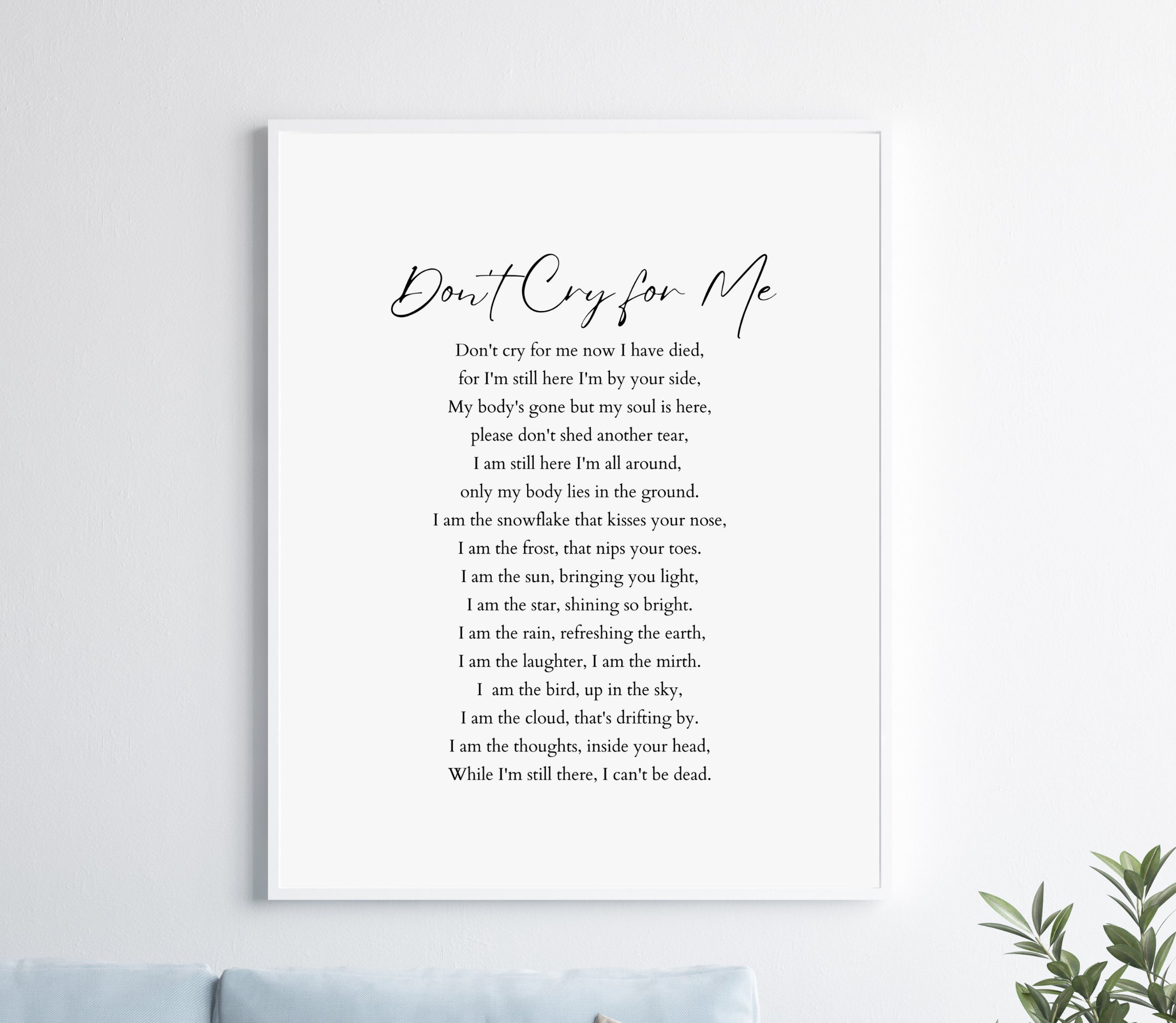 Don't Cry for Me Memorial Poem. Celebration of Life, Funeral ...