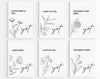 Power of yet Posters Set of 6, Growth Mindset Digital Download ...