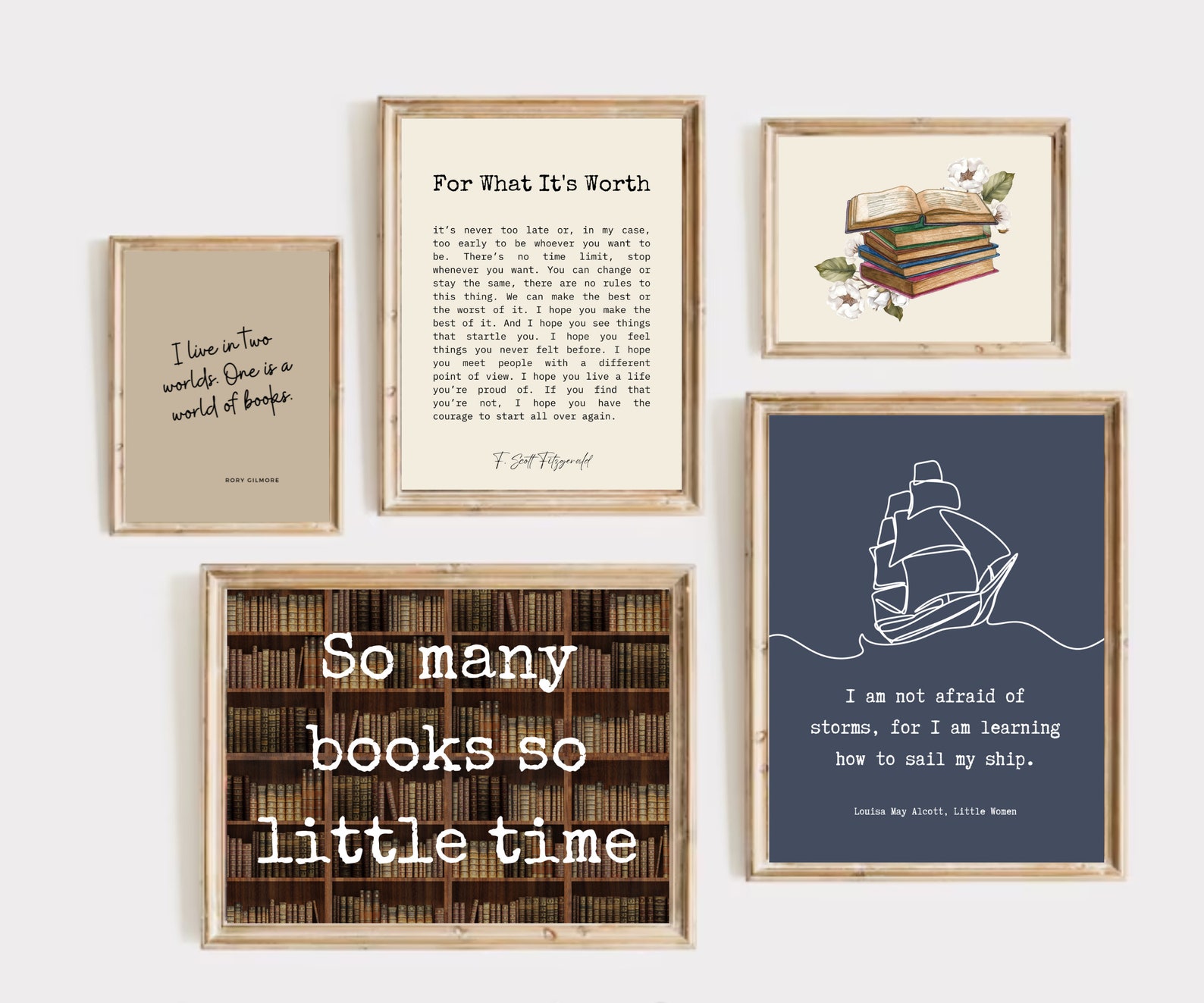 Gallery Wall Set of 18 Prints With Book Quotes, Book Prints, Book Art ...