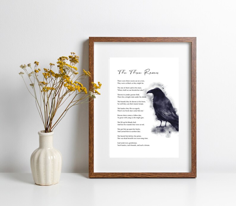 The Three Ravens Poem Print | Watercolor Raven Art (instant Download ...