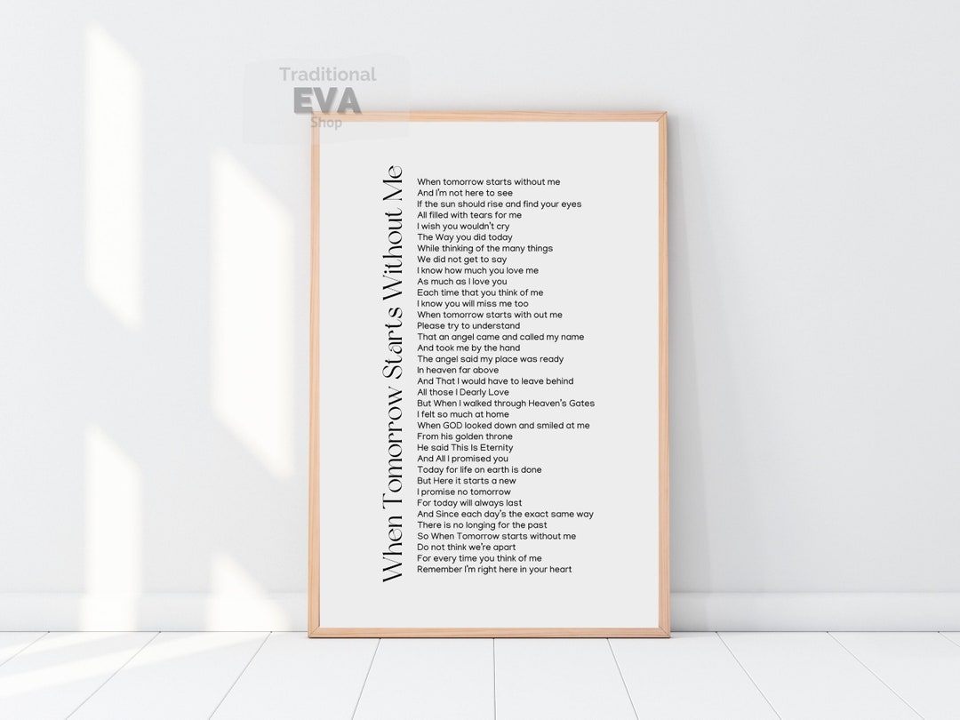 When Tomorrow Starts Without Me Printable Poem, Digital Download, Grief ...