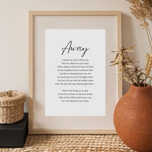 Away | James Whitcomb Riley Printable Poem, Digital Download, Grief ...