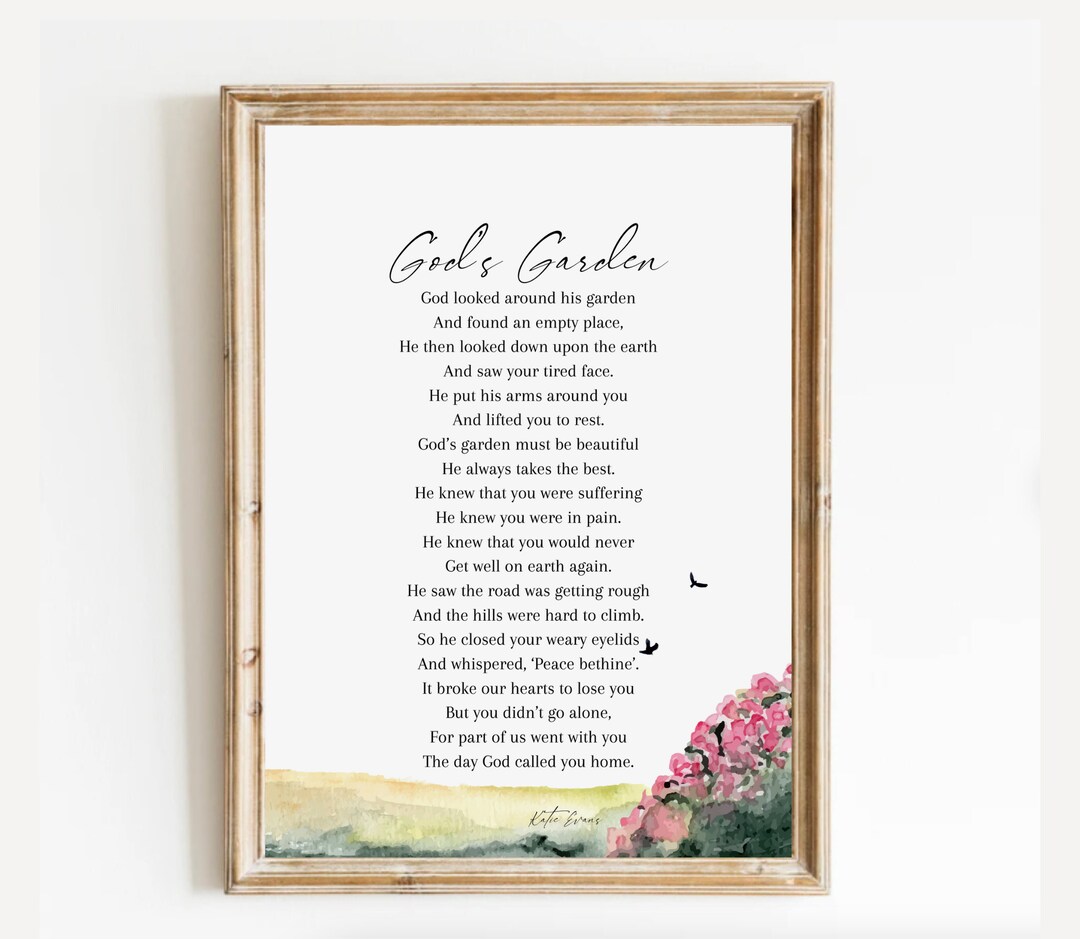 God's Garden | Suffering | Pain | Funeral Poem | Sympathy Gift | Death ...