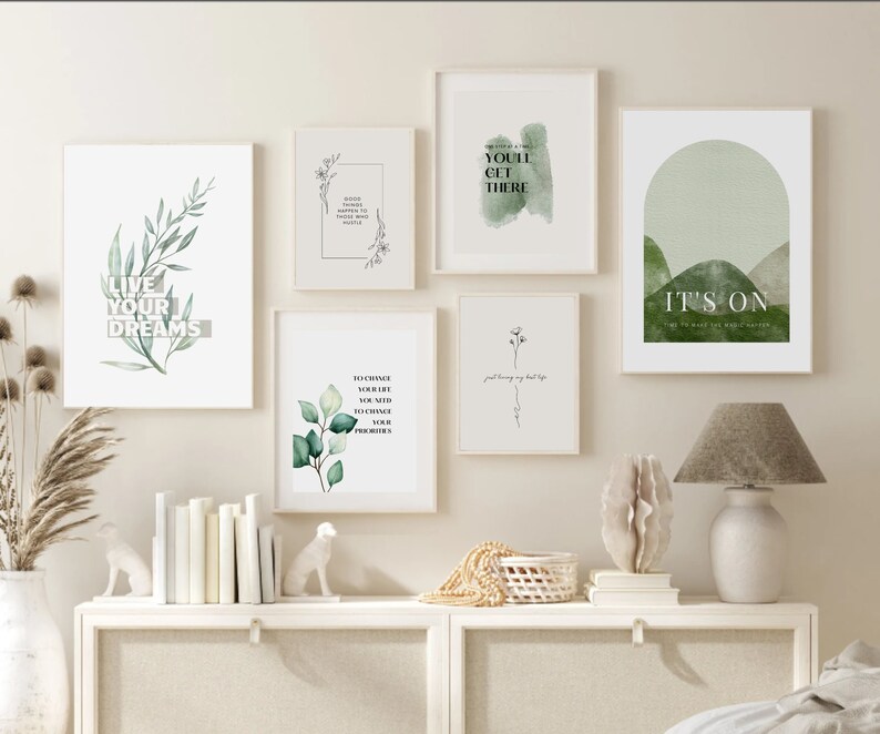 Green Office Wall Art | Set of 25 PRINTABLES, Home Office Decor Office ...