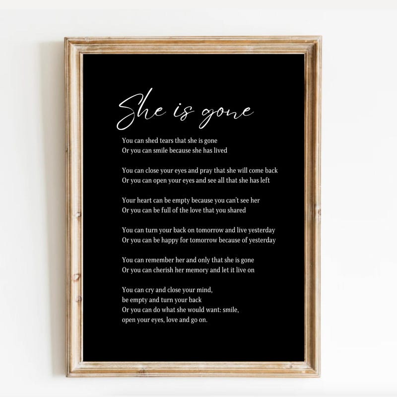 She is Not Gone Poem - Etsy