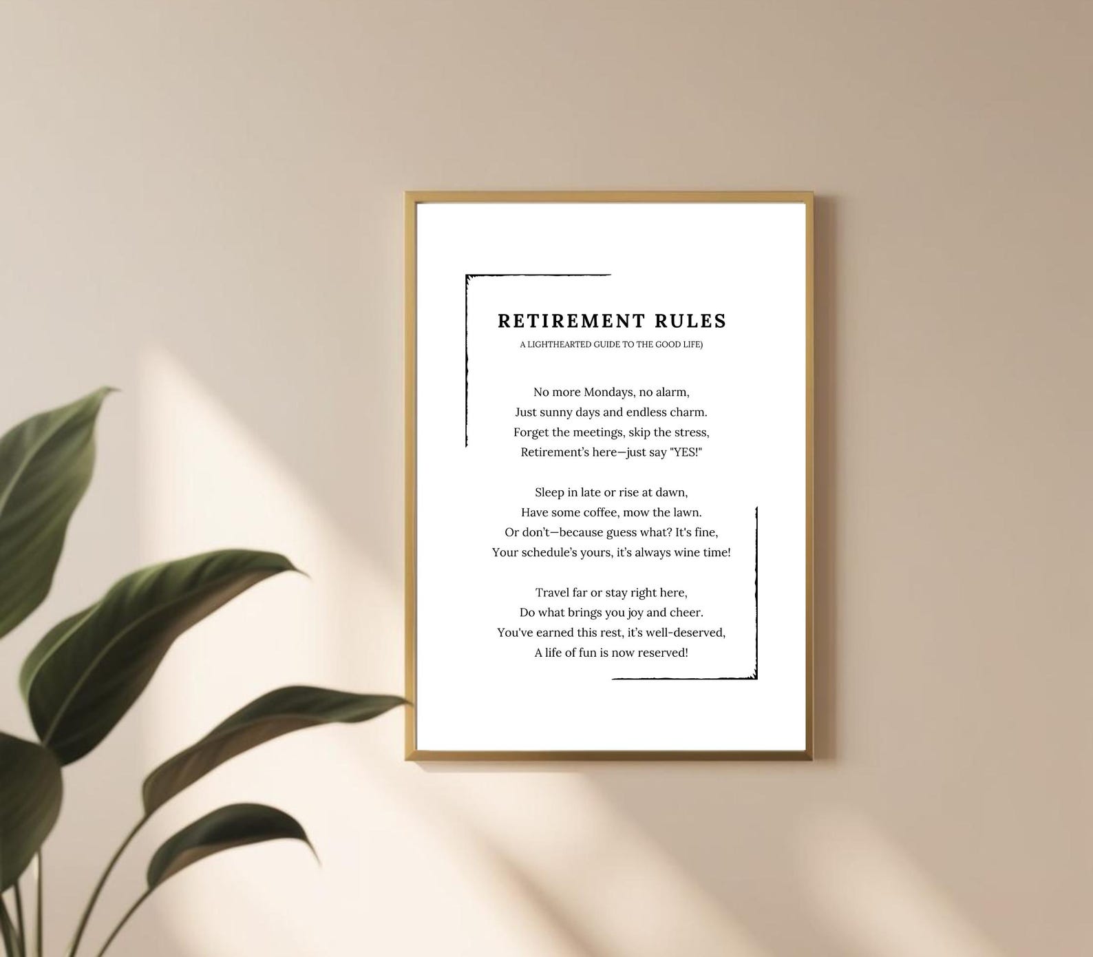 Funny Retirement Rules Poem Printable | Digital Wall Art, Inspiring ...