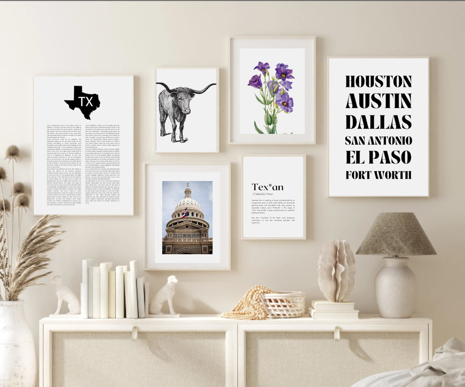 Texas Galeriewand Set von 12 PRINTABLES | Büro Dekor | Western Wandbild ...