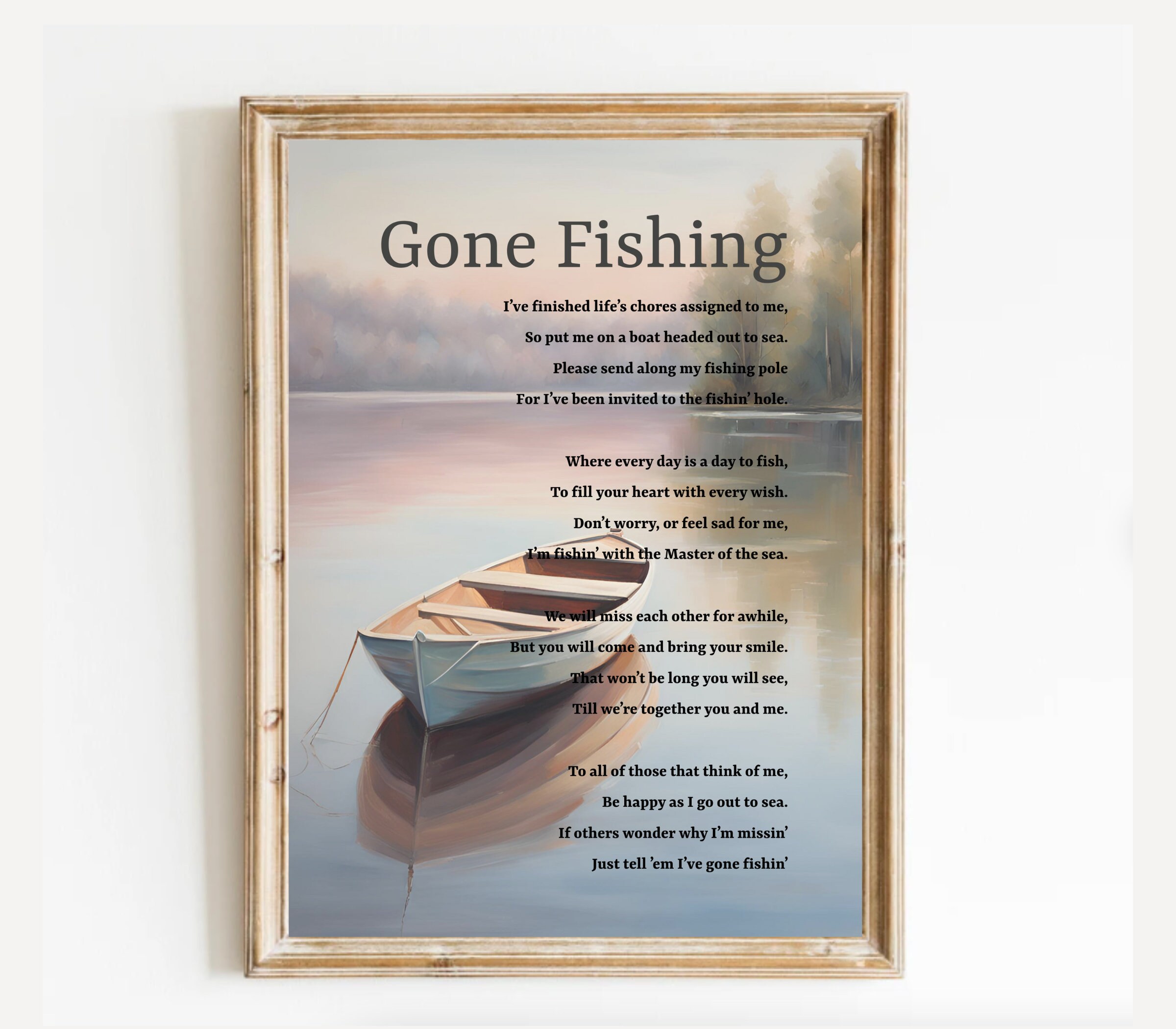 Gone Fishing Poem Ready to Print, Celebration of Life Poem for ...