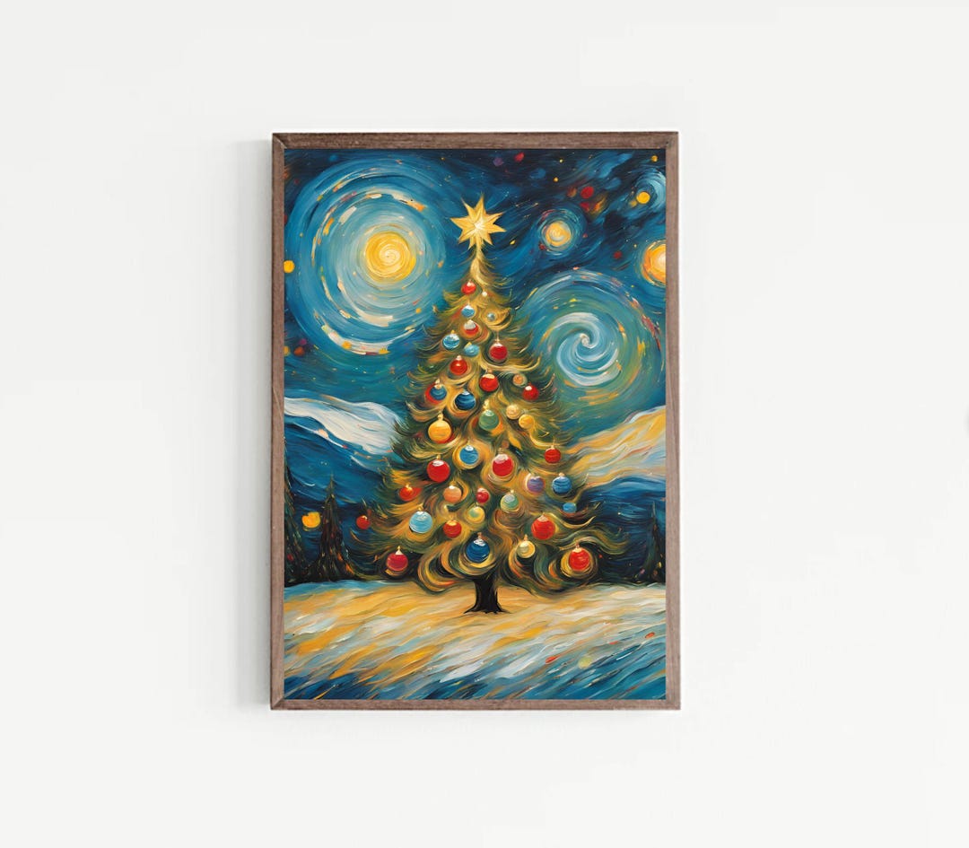 Van Gogh Insire Christmas Tree Painting PRINTABLE | Green Christmas ...