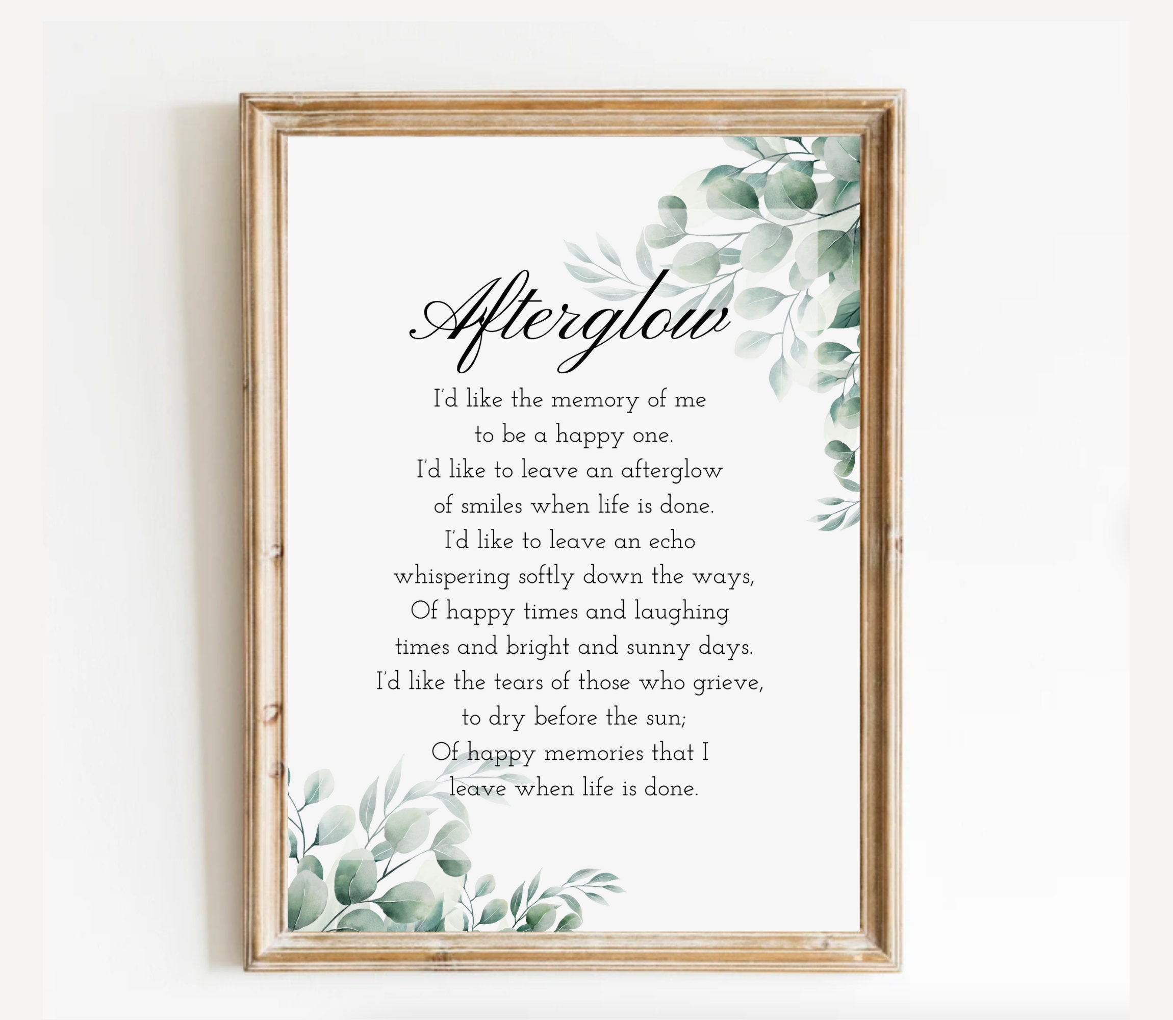 Afterglow Poem, Funeral Poem, Lost Loved One Poem, in Memory Of, Grief, Mourning, INSTANT ...