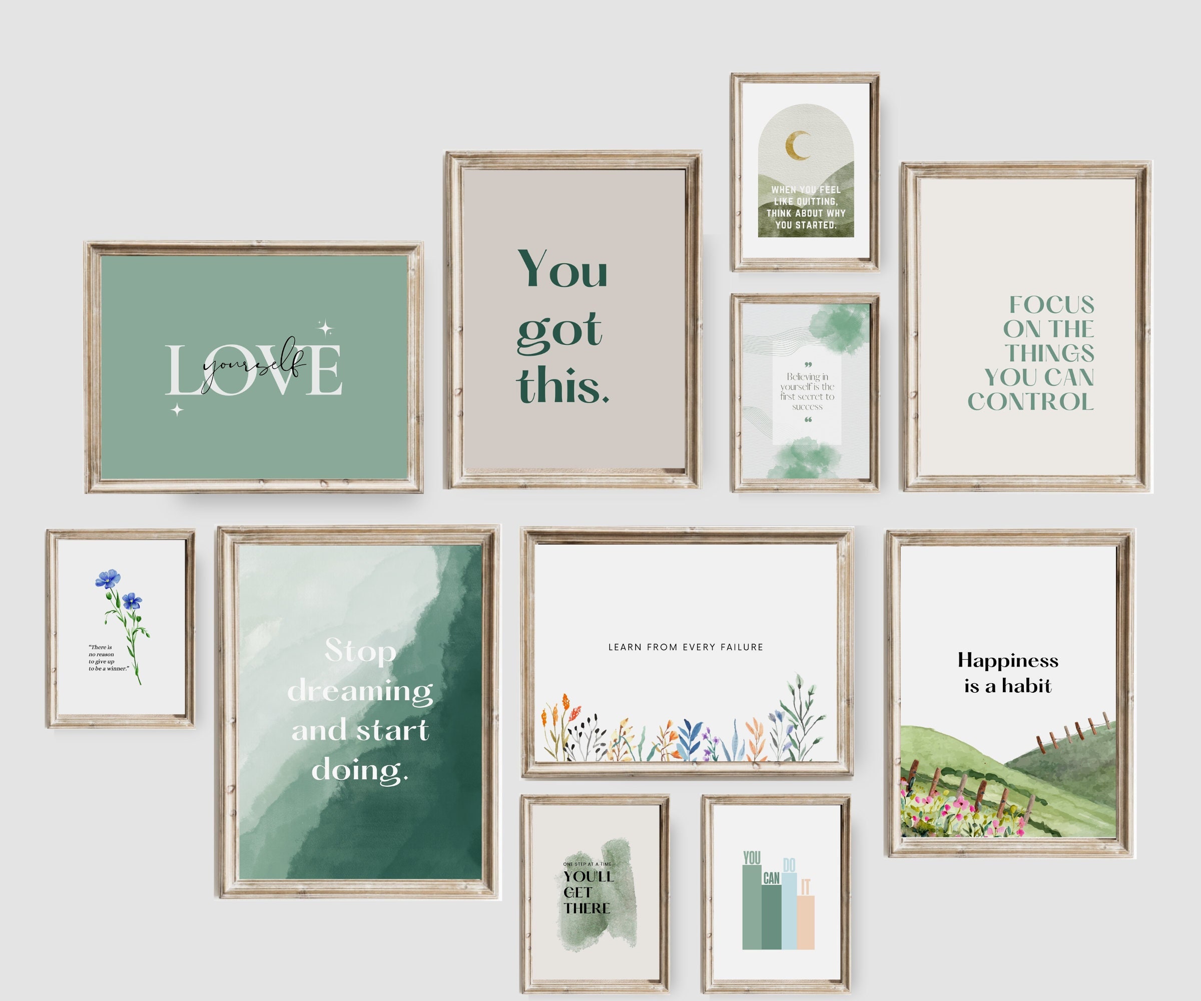 Green Office Wall Art | Set of 25 PRINTABLES, Home Office Decor Office ...