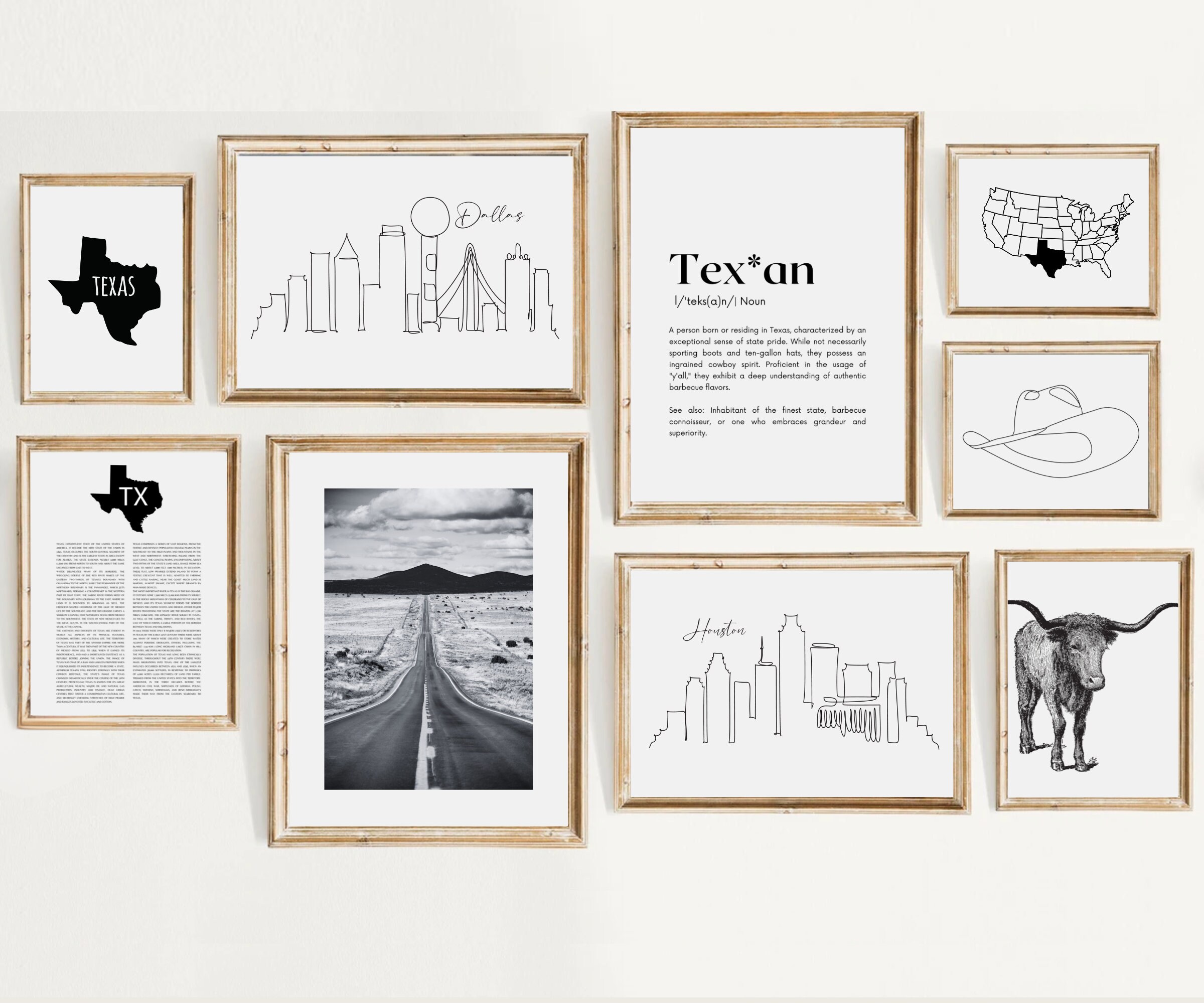 Texas Galeriewand Set von 12 PRINTABLES | Büro Dekor | Western Wandbild ...