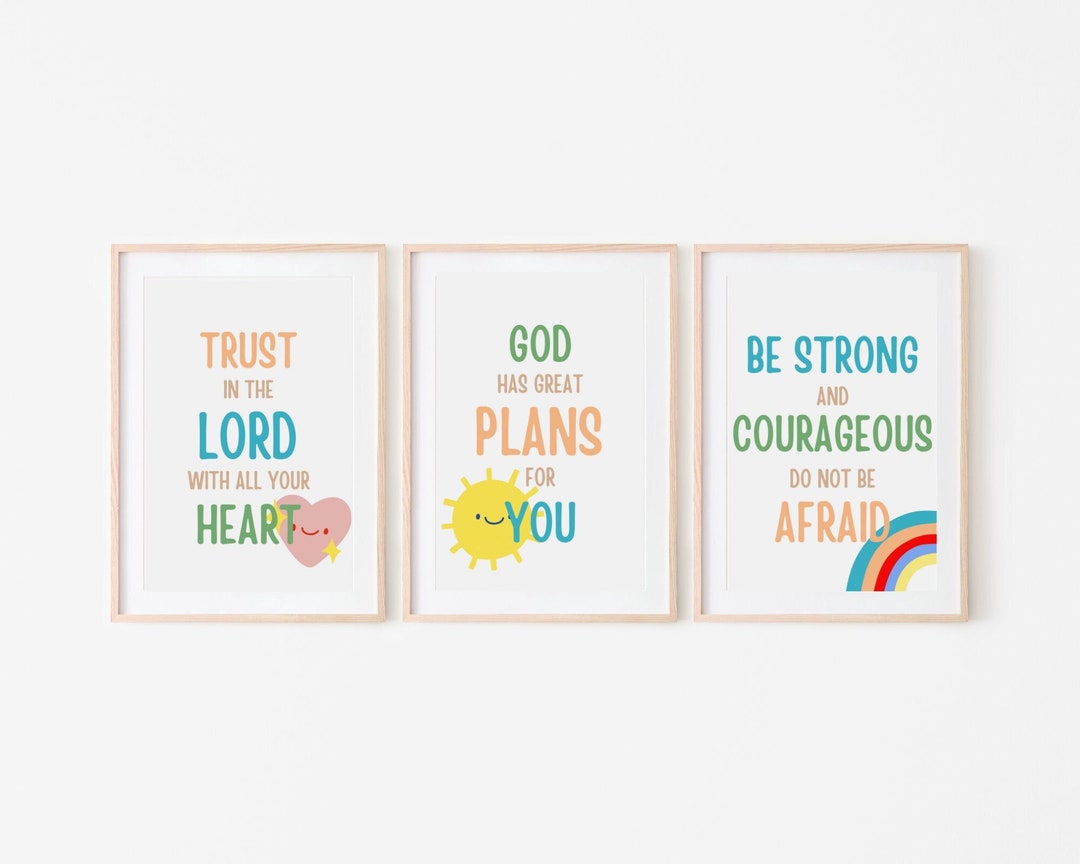 Kids Bible Verse, Scripture Poster Wall Art, Church Sunday School Decor ...