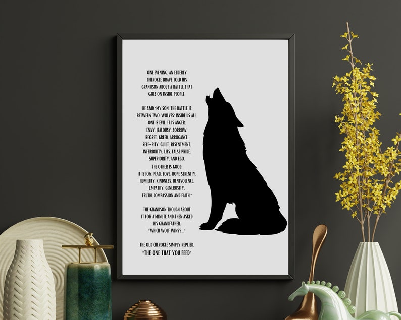 Two Wolves Quote Print | Cherokee Legend, Native American (INSTANT ...