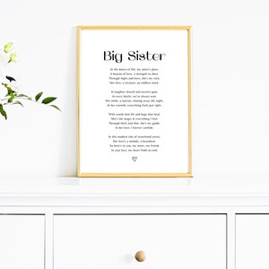 Big Sister Poem PRINT, Big Sister Gift, Sister Poem, Gift for Sisters ...