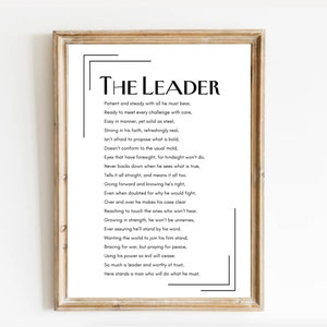 The Leader Poem Poster Gift for Boss Leadership Inspiration Print Wall ...