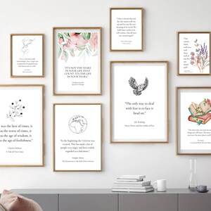 Gallery Wall Set of 22 Prints With Book Quotes, Bookworm Print, Book ...