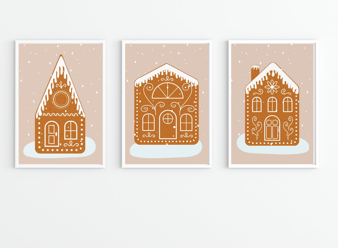 Gingerbread House Print Christmas Printable Wall Art Modern - Etsy