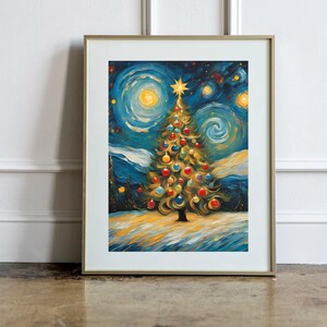 Van Gogh Insire Christmas Tree Painting PRINTABLE | Green Christmas ...