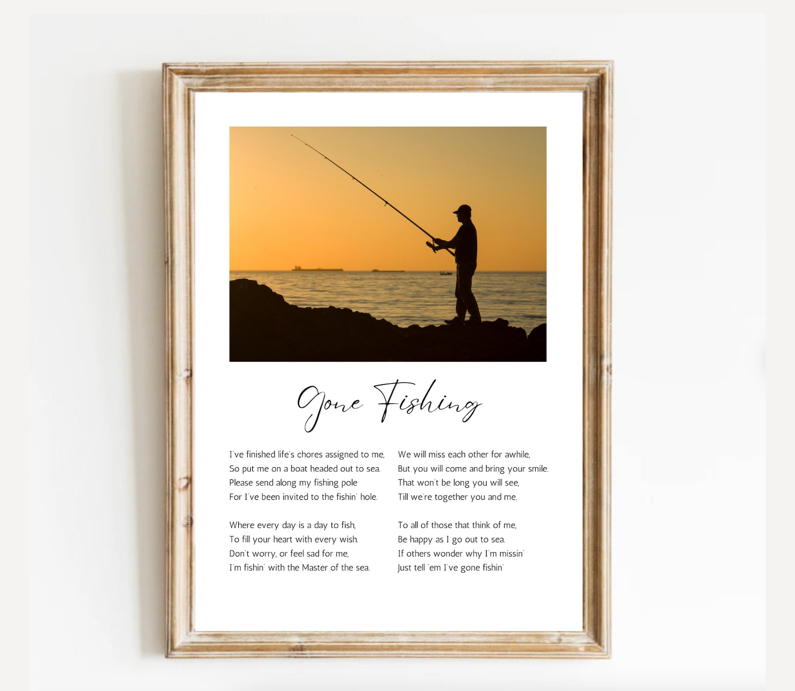 Personalized Gone Fishing Poem Ready to Print, Celebration of Life Poem ...