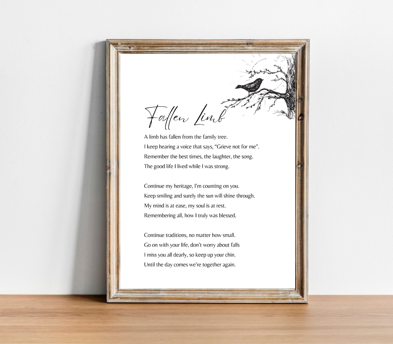 Fallen Limb Memorial Poem. Celebration of Life, Funeral Remembrance ...