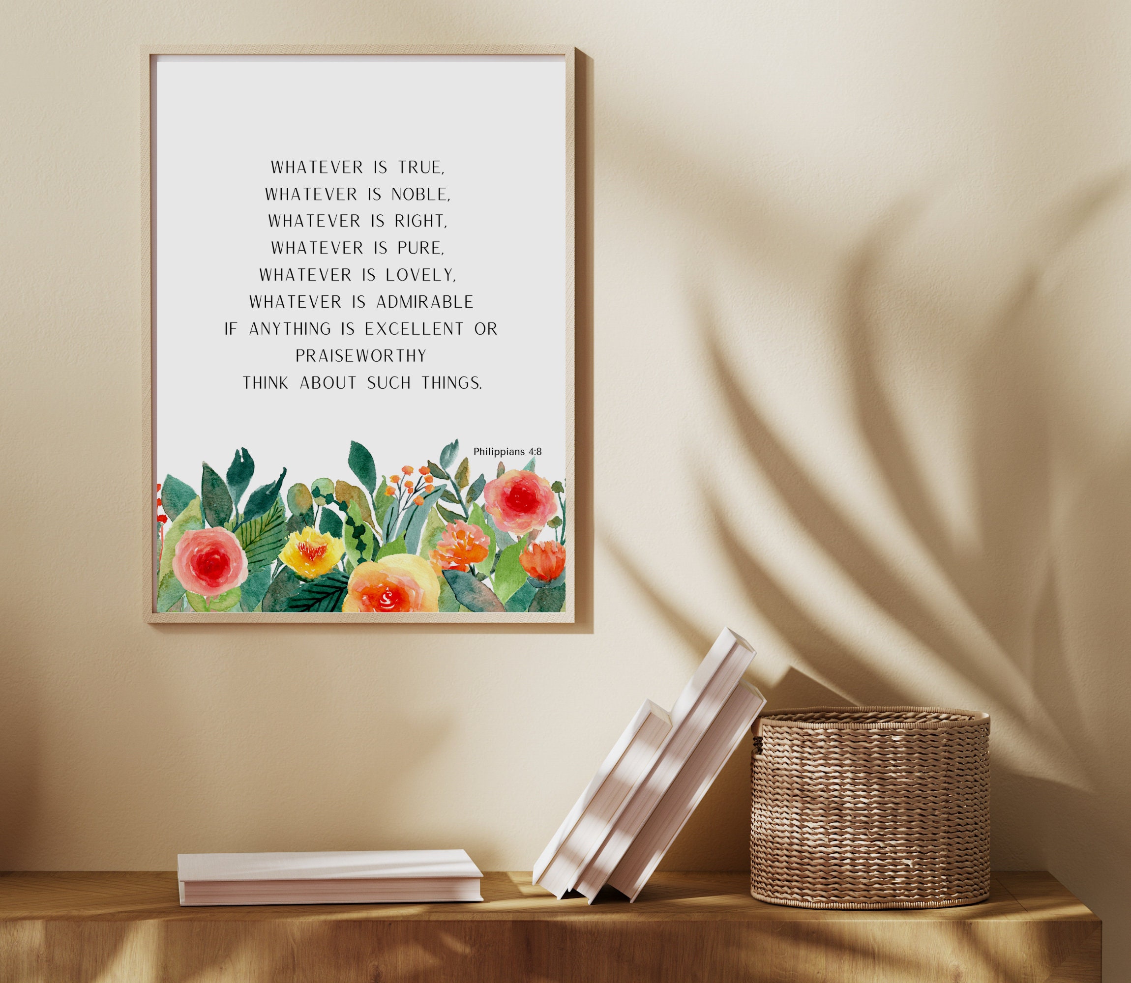 Philippians 4 8 Whatever is True Sign Bible Verse Wall Art Print ...