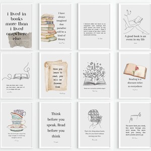 Set of 15 Gallery Wall Set, Bookish Prints, Book Wall Art | Book Lover ...