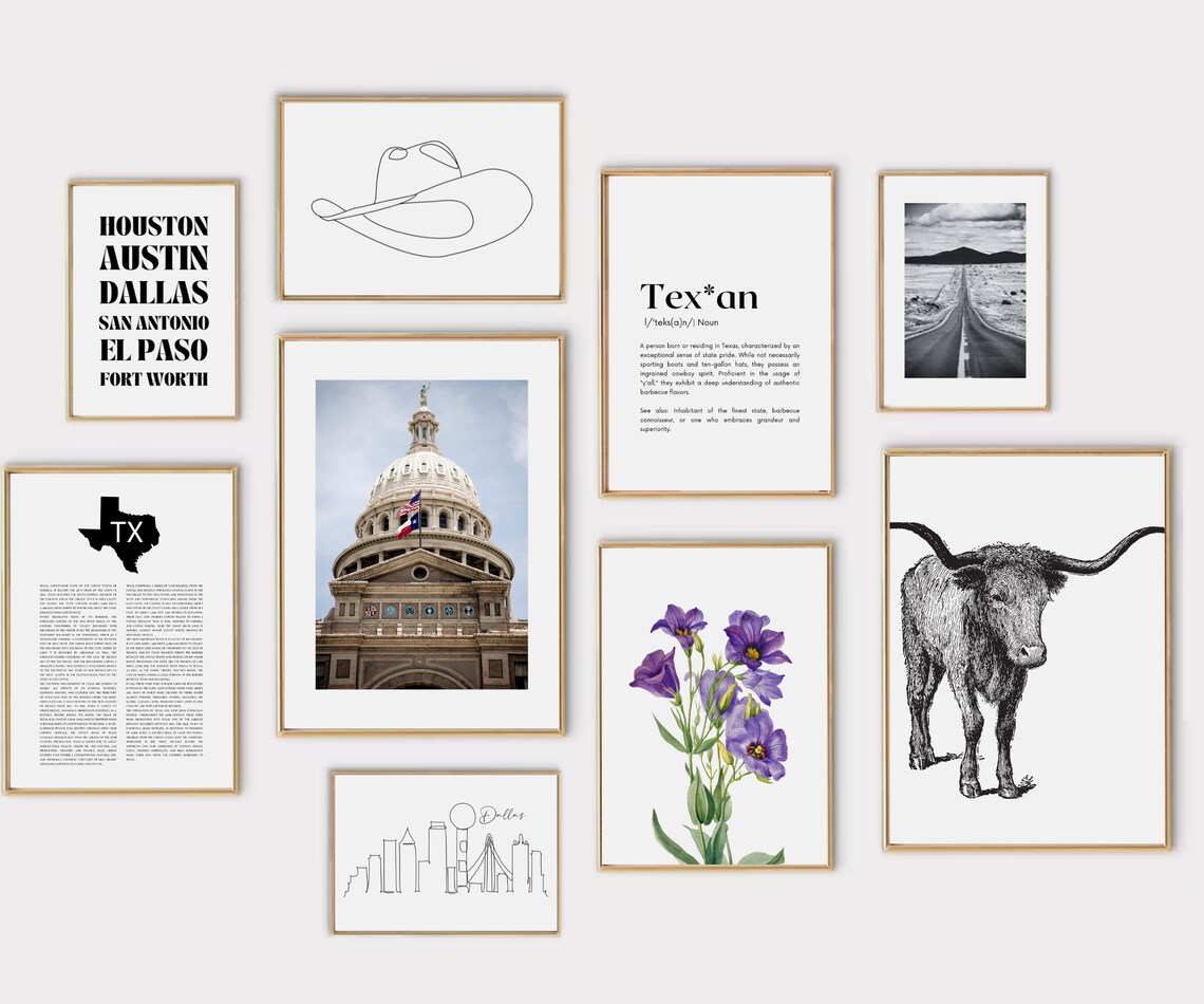 Texas Galeriewand Set von 12 PRINTABLES | Büro Dekor | Western Wandbild ...