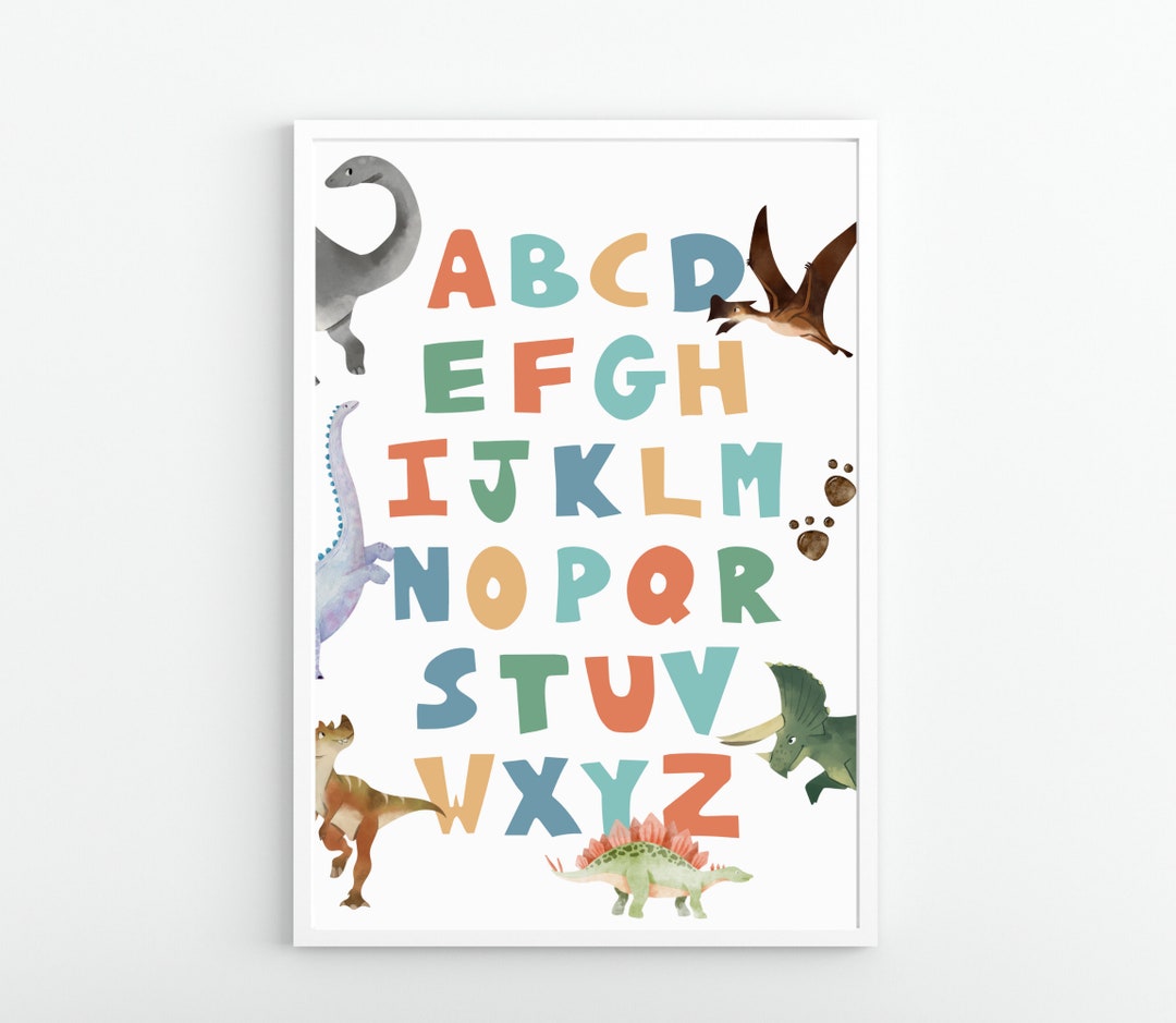 Dinosaur Alphabet Poster, Abc Poster With Dinosaurs for Digital ...