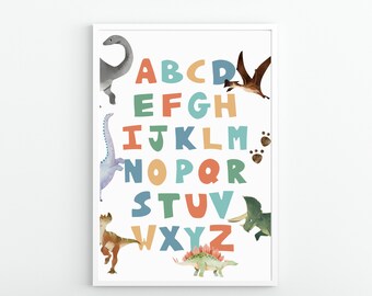 Dinosaur Alphabet Poster, Abc Poster With Dinosaurs for Digital ...