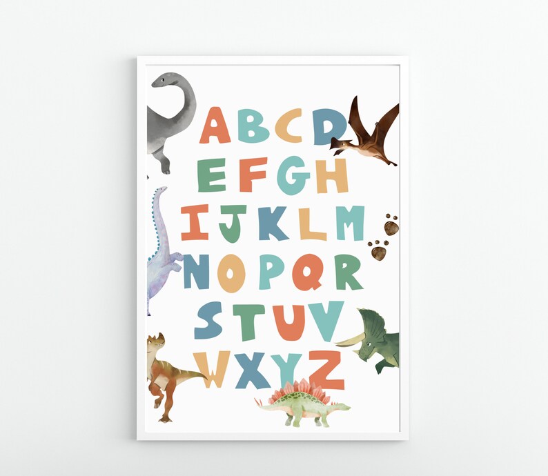 Dinosaur Alphabet Poster Abc Poster With Dinosaurs for - Etsy