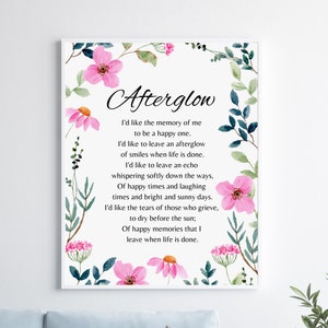 Afterglow Poem, Funeral Poem, Lost Loved One Poem, in Memory Of, Grief ...