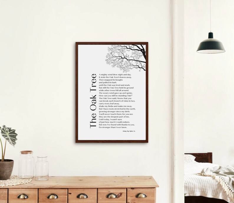 Oak Tree Poem Nature Wall Art Inspirational Art Print - Etsy