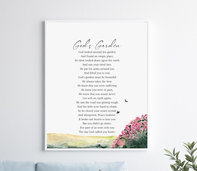 God's Garden | Suffering | Pain | Funeral Poem | Sympathy Gift | Death ...