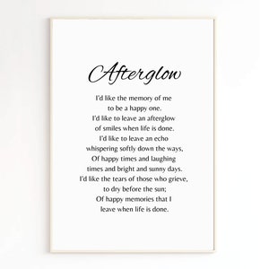 Afterglow Poem, Funeral Poem, Lost Loved One Poem, in Memory Of, Grief ...