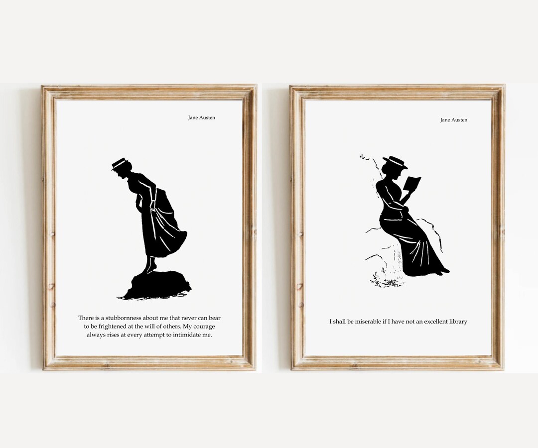 Jane Austen Art Set, Pride and Prejudice Wall Art, Jane Austen Quote ...