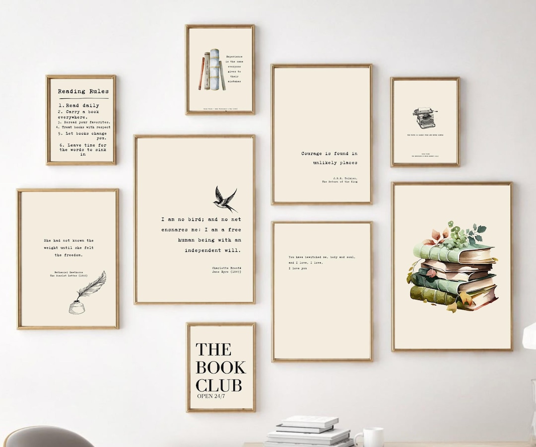 Book Quote Gallery Wall Art Set of 16 (digital Download) - Etsy