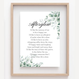 Afterglow Poem, Funeral Poem, Lost Loved One Poem, in Memory Of, Grief ...