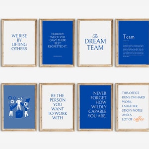 Blue Office Set of 10 Prints, Office Wall Decor, Home Office Decor ...