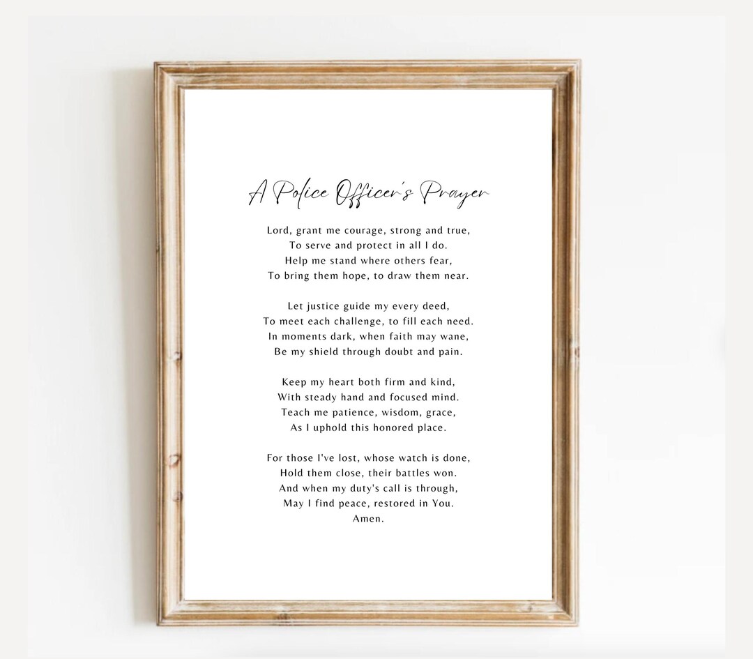 Police Officer's Prayer Print | Christian Poem Wall Art (digital ...