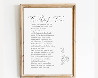 The Oak Tree Poem Printable, Mighty Oak Tree of Life Print ...