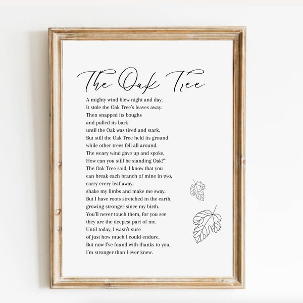 Oak Tree Poem - Etsy