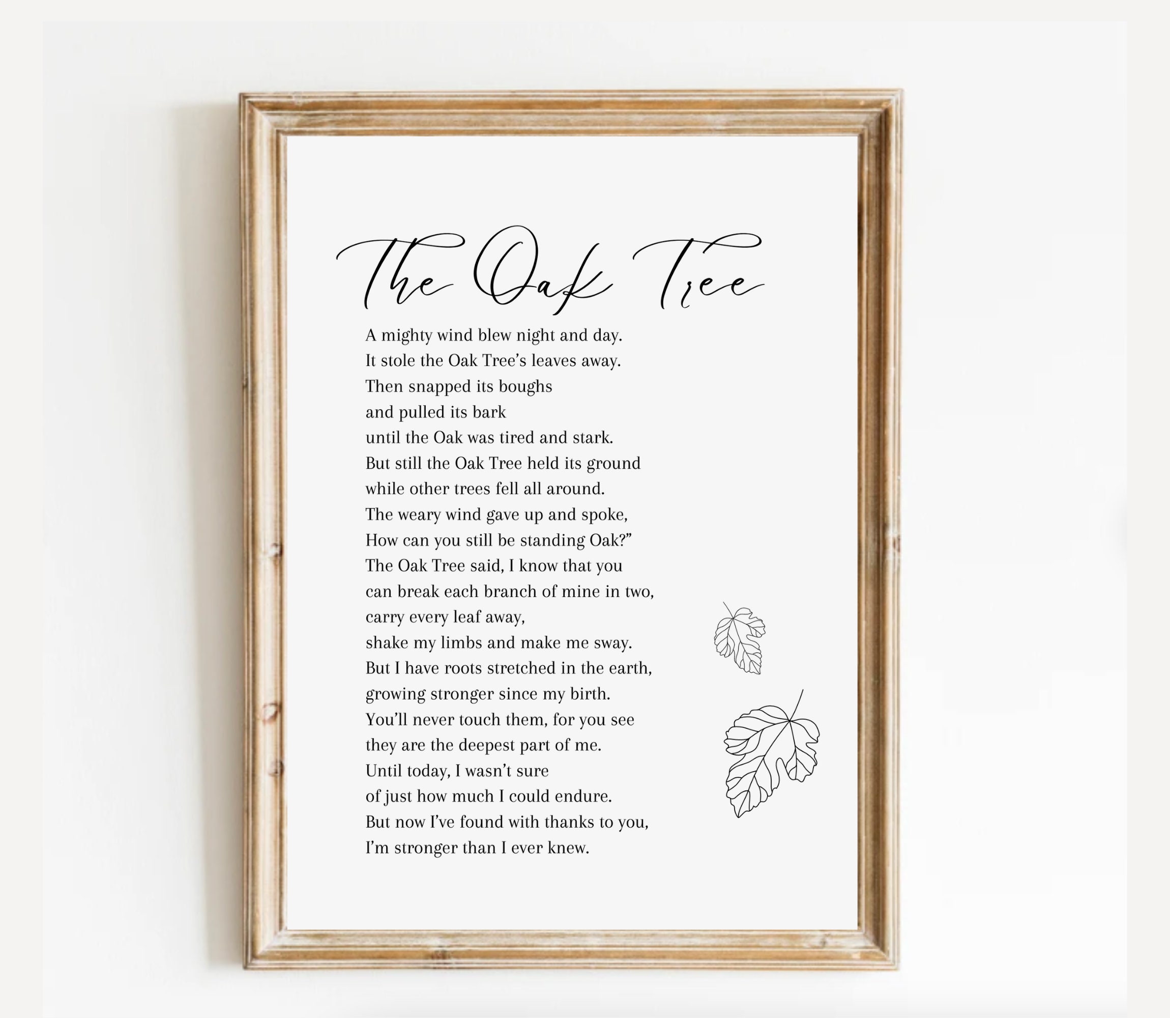 Oak Tree Poem | Nature Wall Art | Inspirational Art Print | Digital ...