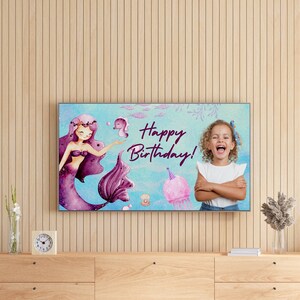 CUSTOM Mermaid Happy Birthday Girl Frame Tv Art, Photo Little Mermaid ...