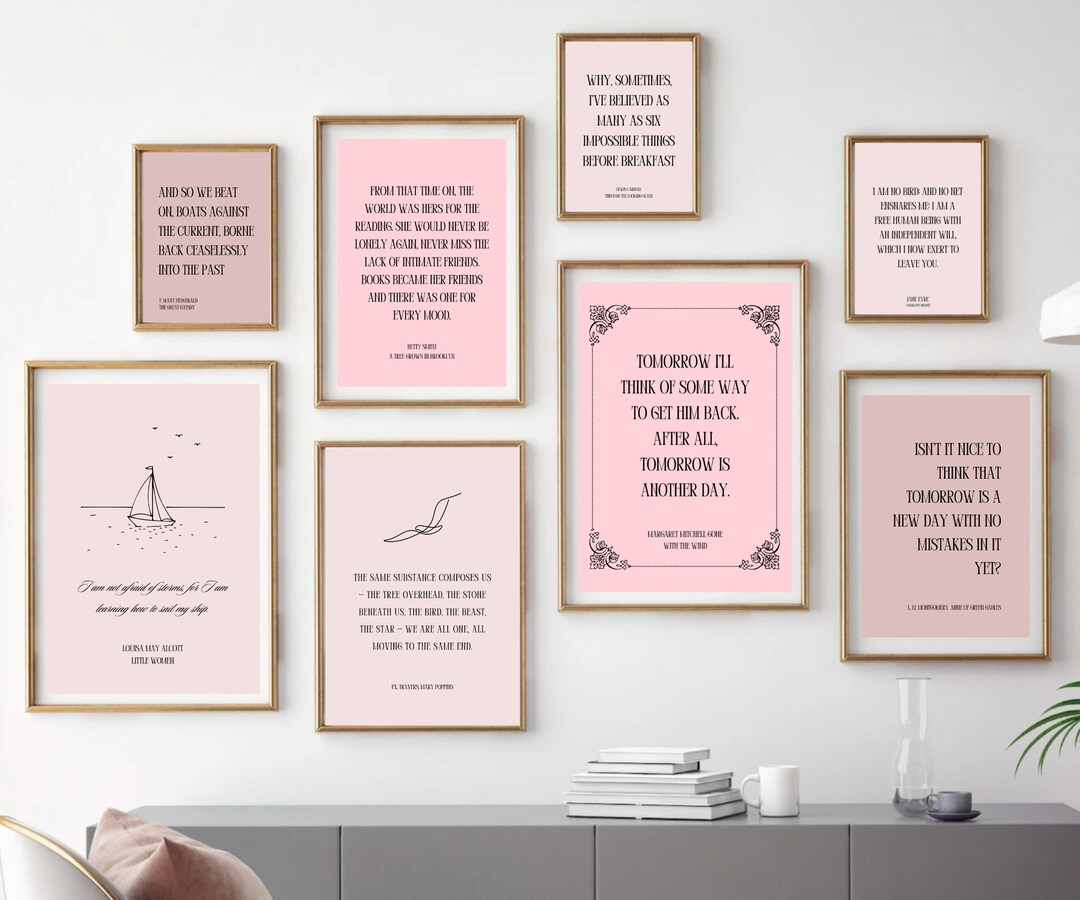 Gallery Wall Set of 22 Prints With Book Quotes, Book Prints, Book Art ...