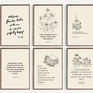 Gallery Wall Set of 9 Prints With Book Quotes, Book Prints, Book Art ...
